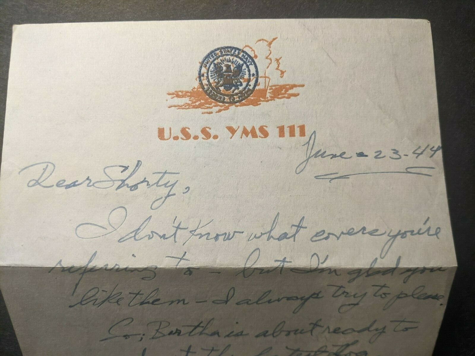 USS Yms-111 Wwii 1944 Naval Letter Motor Minesweeper | United States ...