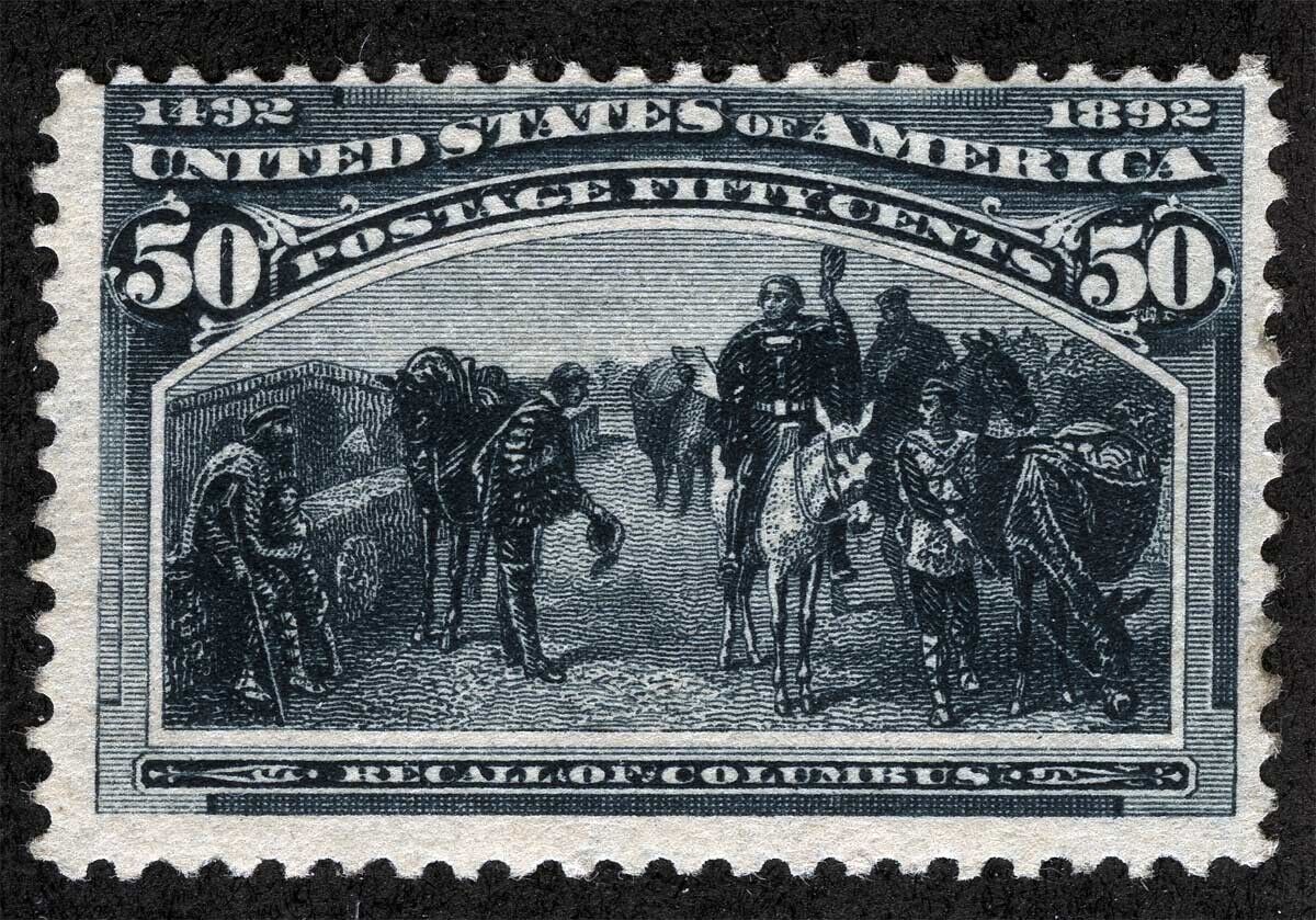 US Sc 240 Black 50¢ 1893 Light Hinge Mark Original Gum | United States ...