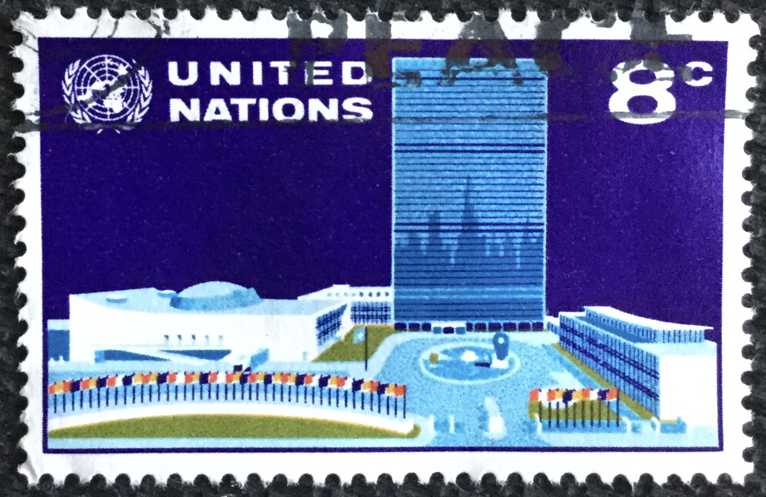 UN #222 Used Single UN Headquarters SCV $.25 L28 | United States ...