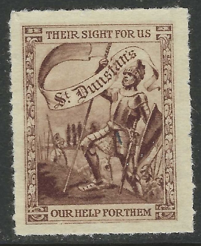 GREAT BRITAIN 1916 ST DUNSTANS WW1 Charity Label 3 of 5 in Brown MNG ...