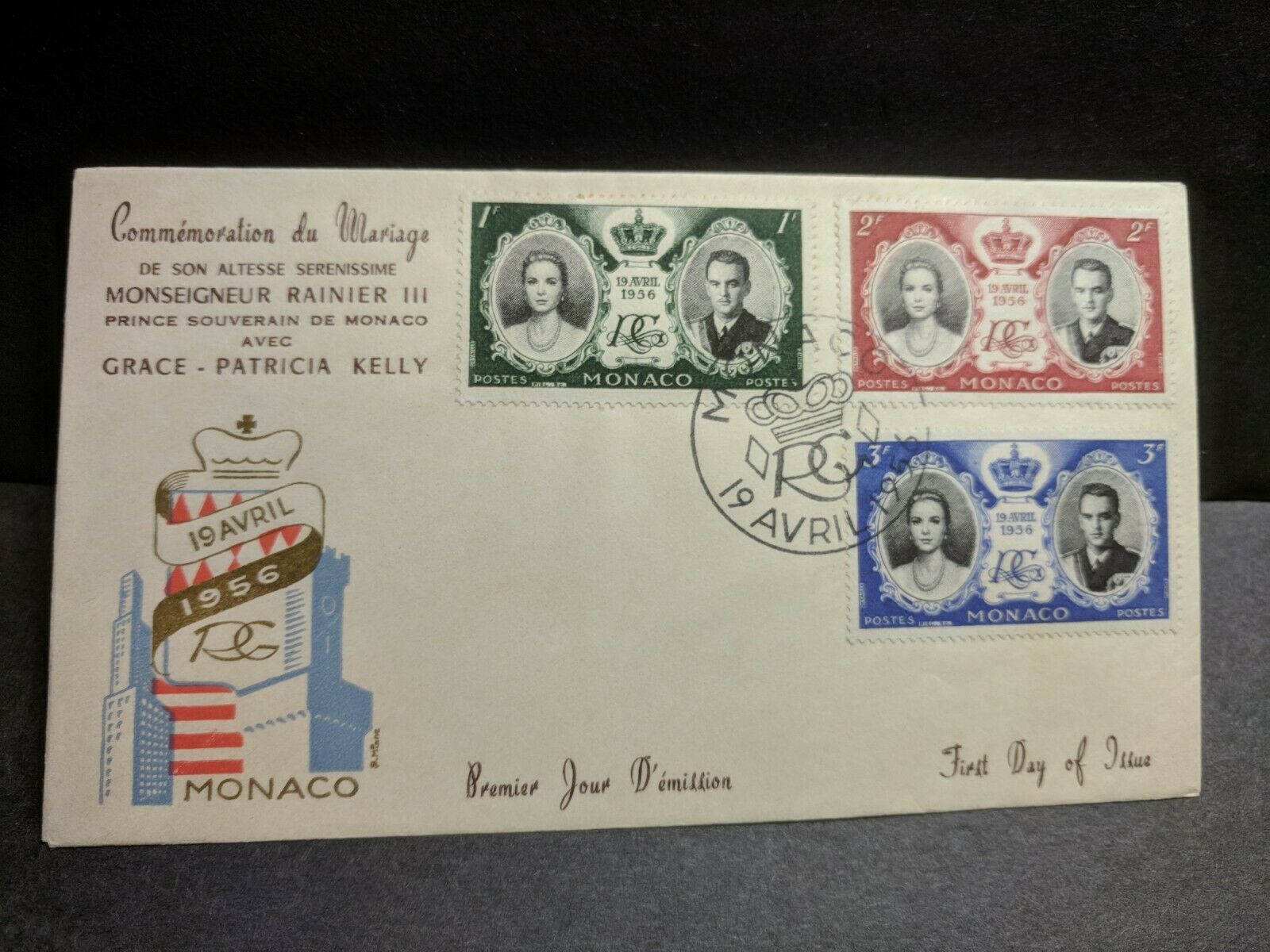 MONACO PRINCE RAINIER & PRINCESS GRACE KELLY FDC 1956 Postal History ...