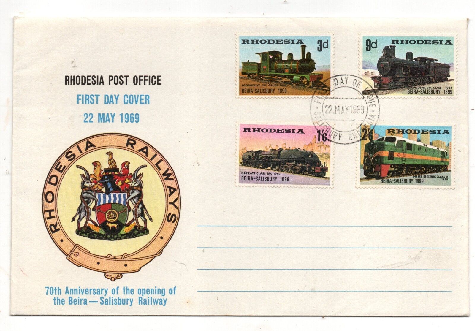 Rhodesia 1969 Salisbury Railway Unaddressed FDC WS3415 | Africa ...