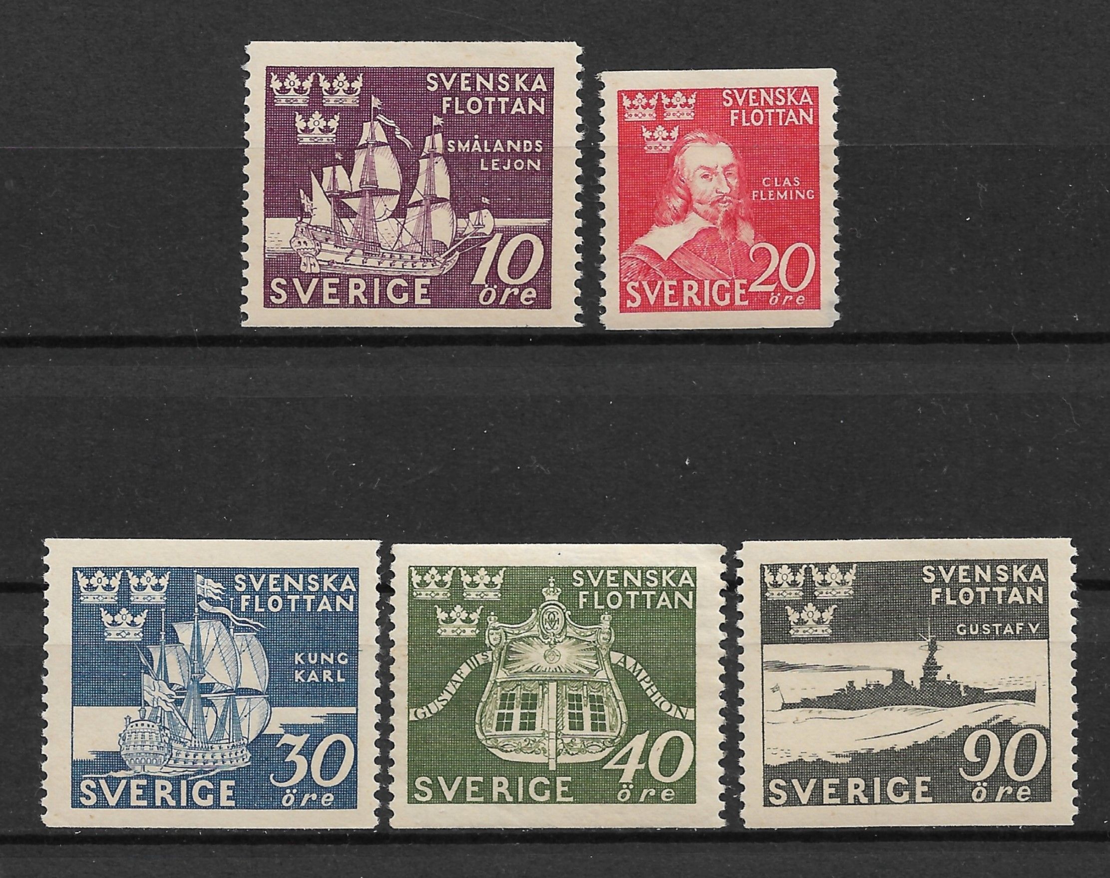 1944 Sweden 351-5 complete Swedish Fleet coil set of 5 MNH | Europe ...