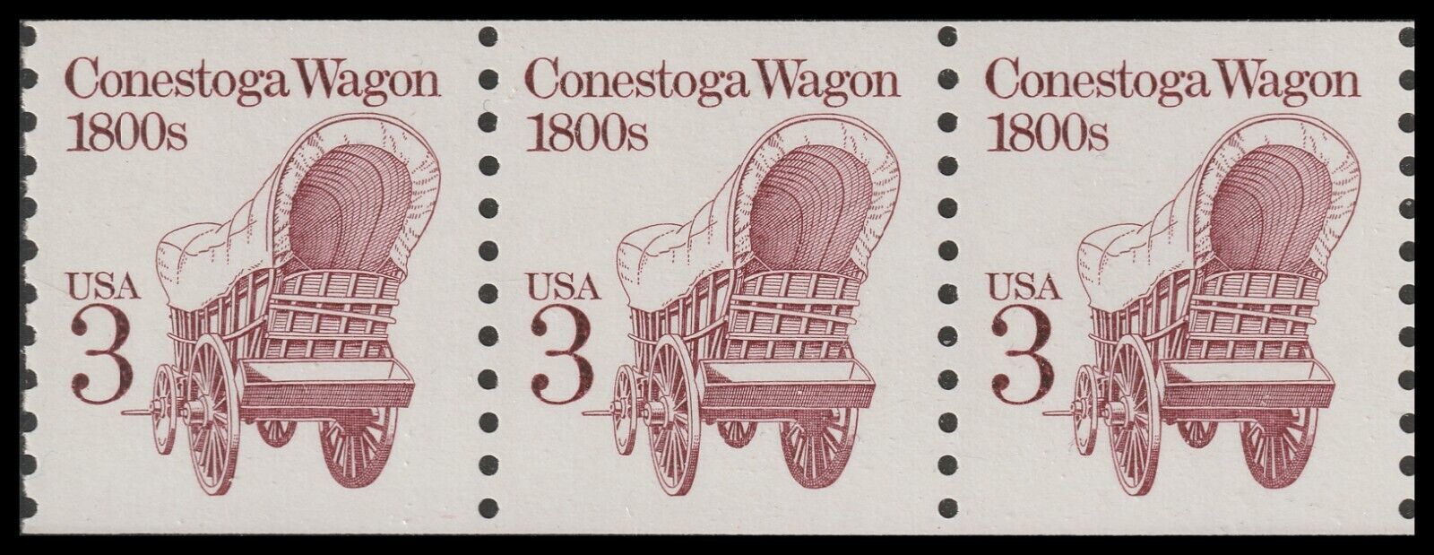 US 2252 Transportation Conestoga Wagon 1800s 3c coil strip 3 MNH 1988 ...