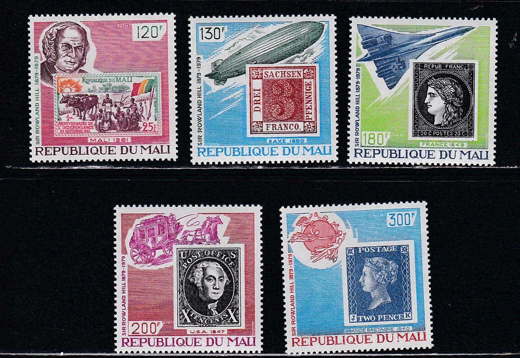 Mali # 330-334, Stamp on Stamp, Sir Rowland Hill. Mint NH, 1/2 Cat ...