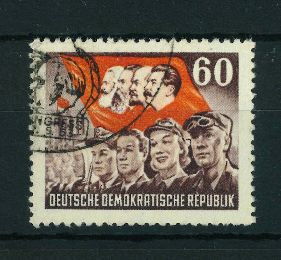 East Germany 1953 70th Death Anniversary of Marx 60pf stamp. Used. Sg ...