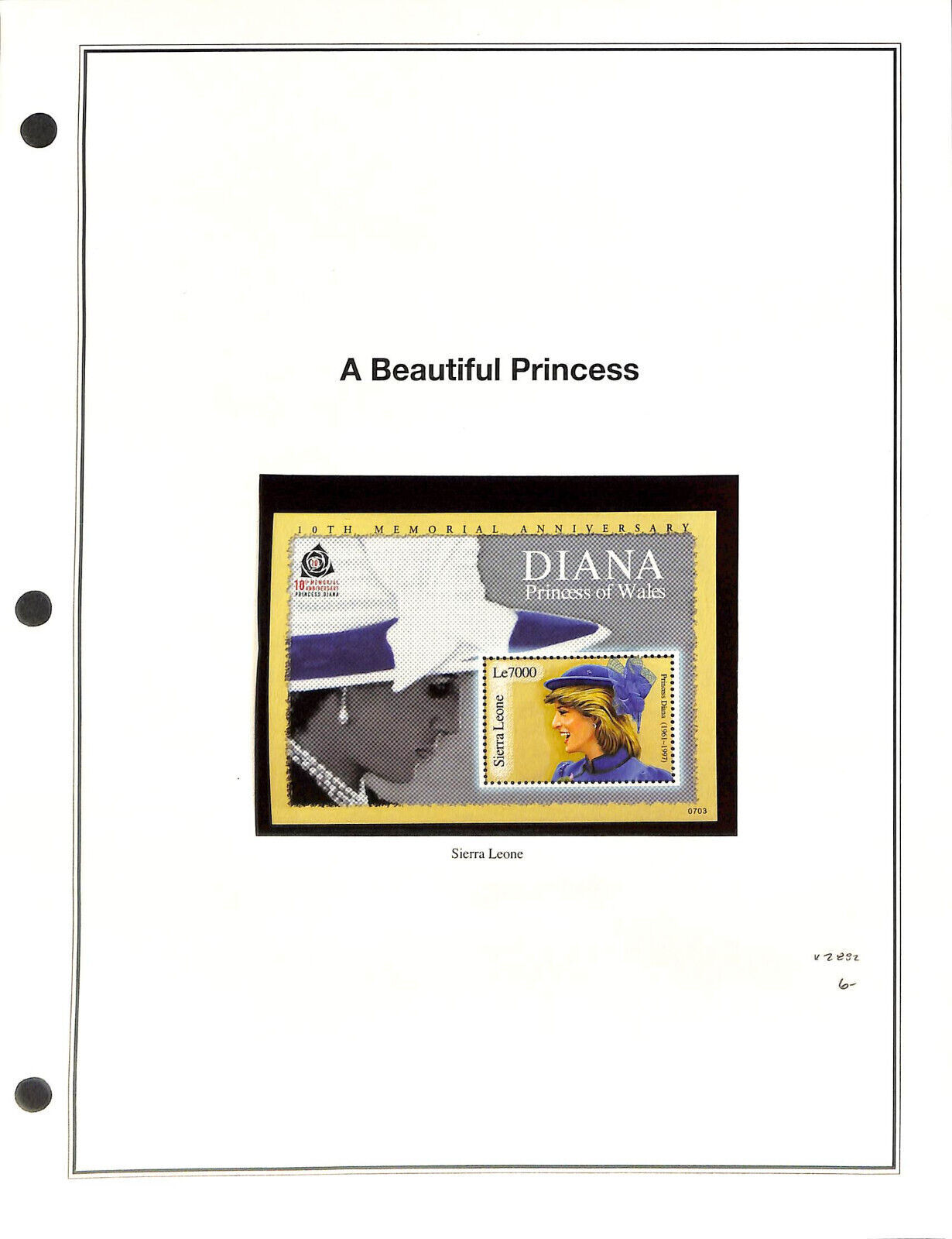Princess Diana Stamp Collection on 8 Mystic Pages MNH, St Thomas ...