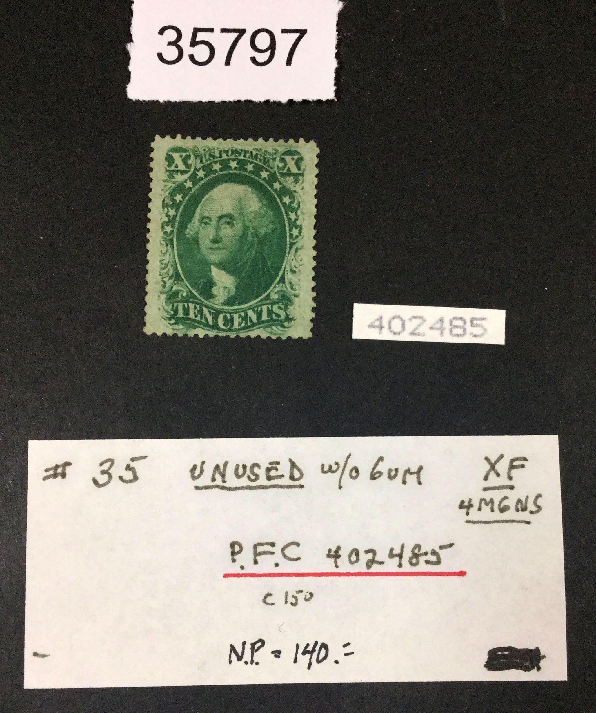 US Stamps #35 Unused NO GUM **Pf Cert** LOT #35797 | United States ...