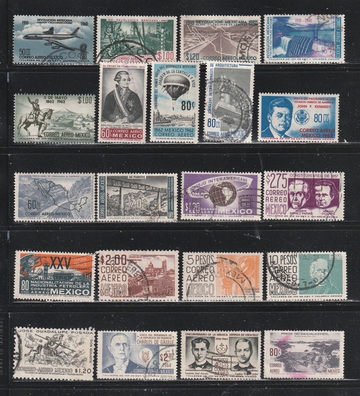 Mexico Collection A, 49 Stamps - 2 Scans - All the stamps are in the ...