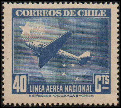 Chile C76 - Mint-H - 45c Airplane / Star of Chile / Southern Cross ...