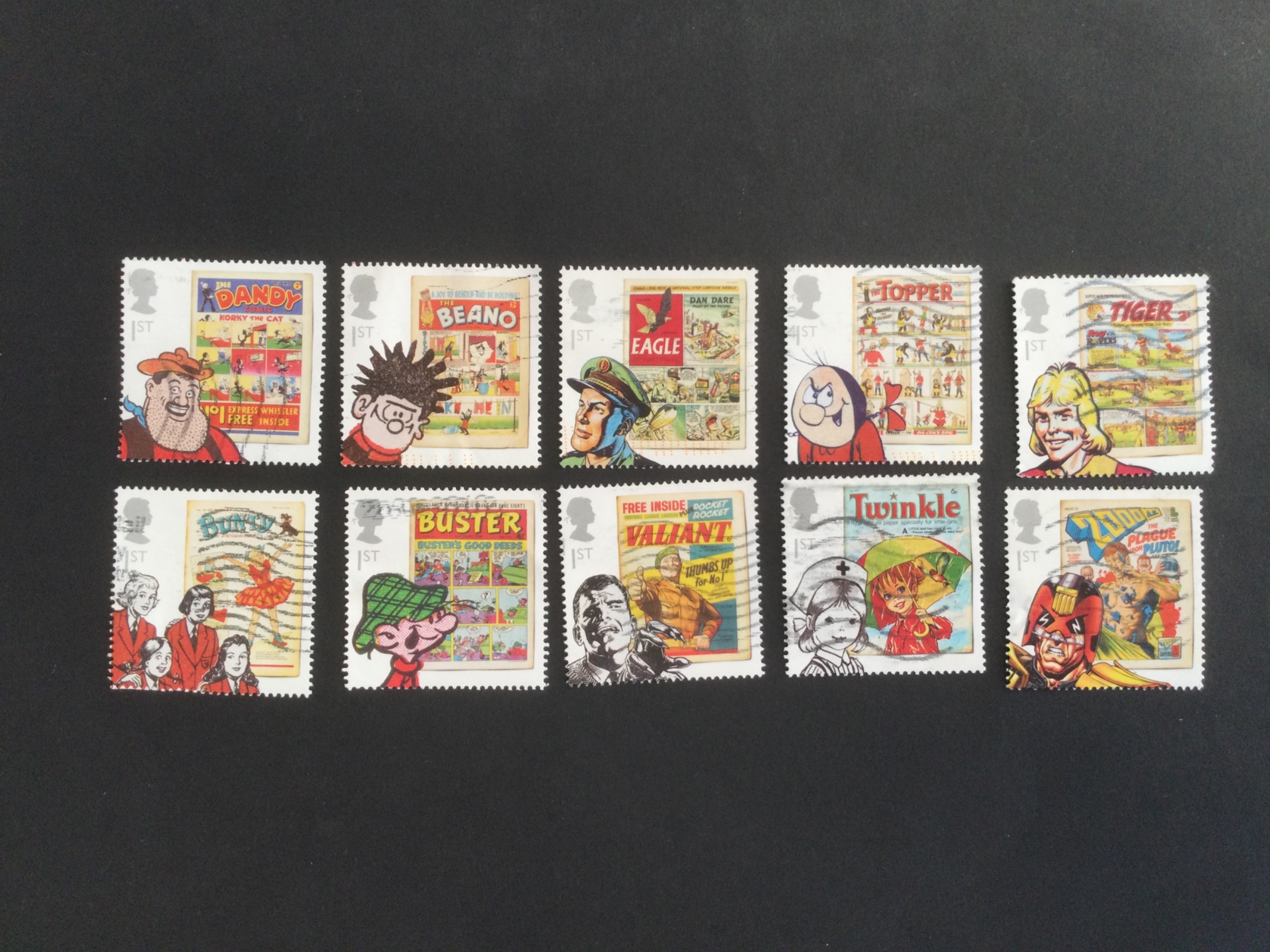 GB 2012. Comics incl. Bunty, Dandy & Eagle. Set of 10 used stamps ...
