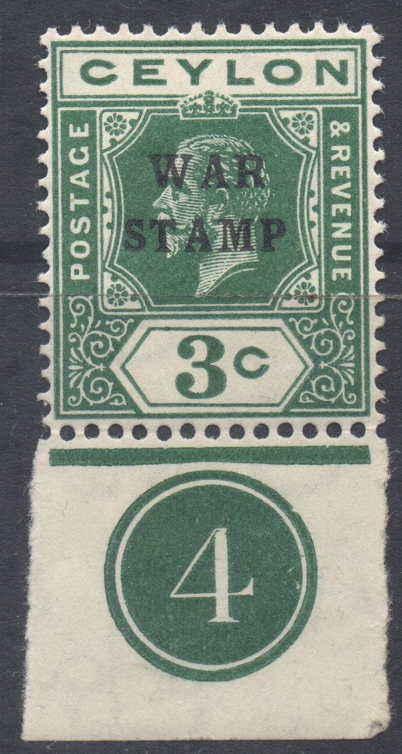 Ceylon Scott MR2 - SG332, 1918 War Tax 3c MH* | Asia - Sri Lanka, Back ...