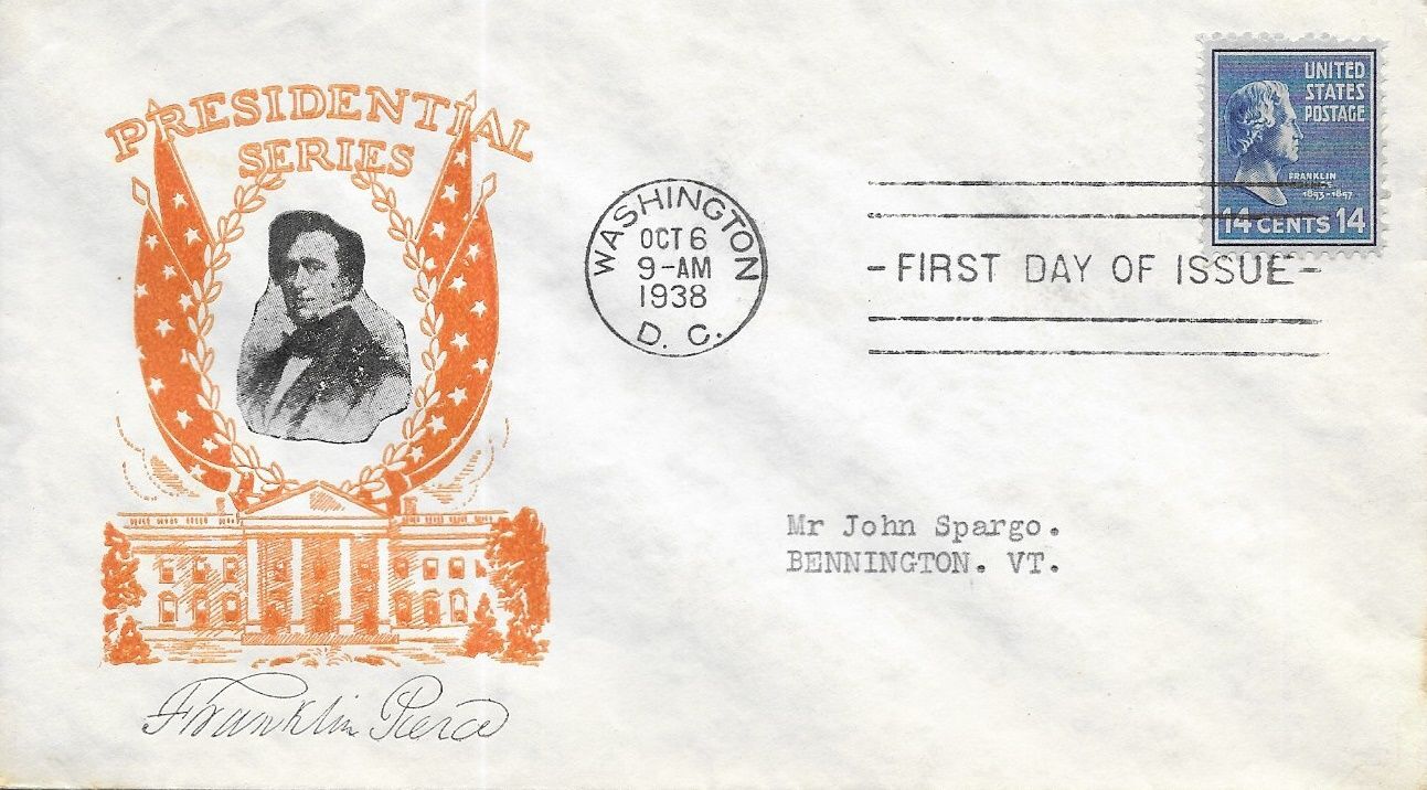 1938 Prexie FDC, #819, 14c Franklin Pierce, Cachet Craft | United ...