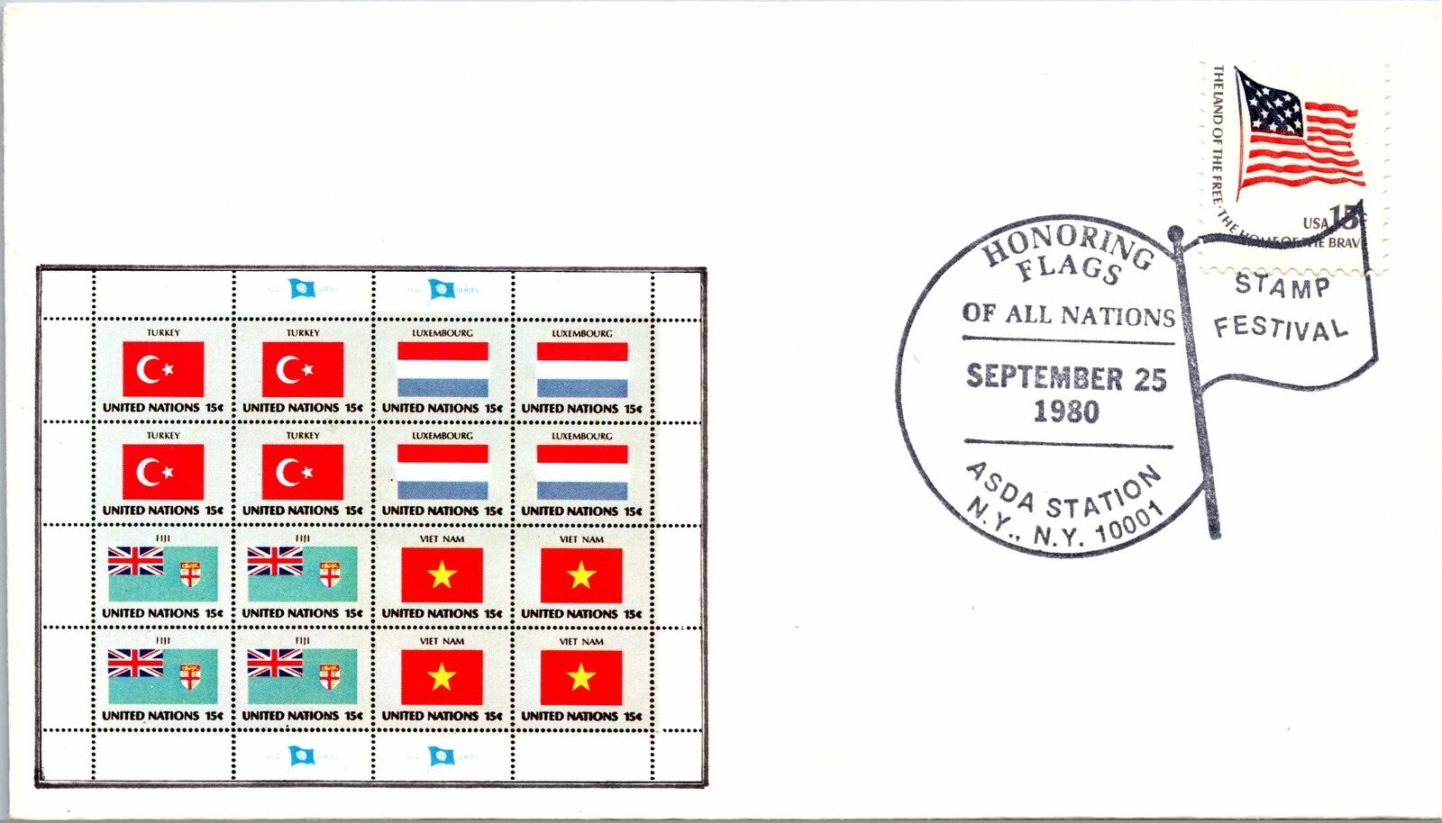 Honoring Flags of ALL Nations Add-On Cachet Asda Station 1980 - Type II ...
