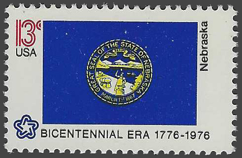 #1669 13c American Bicentennial Nebraska State Flag 1976 Mint NH ...