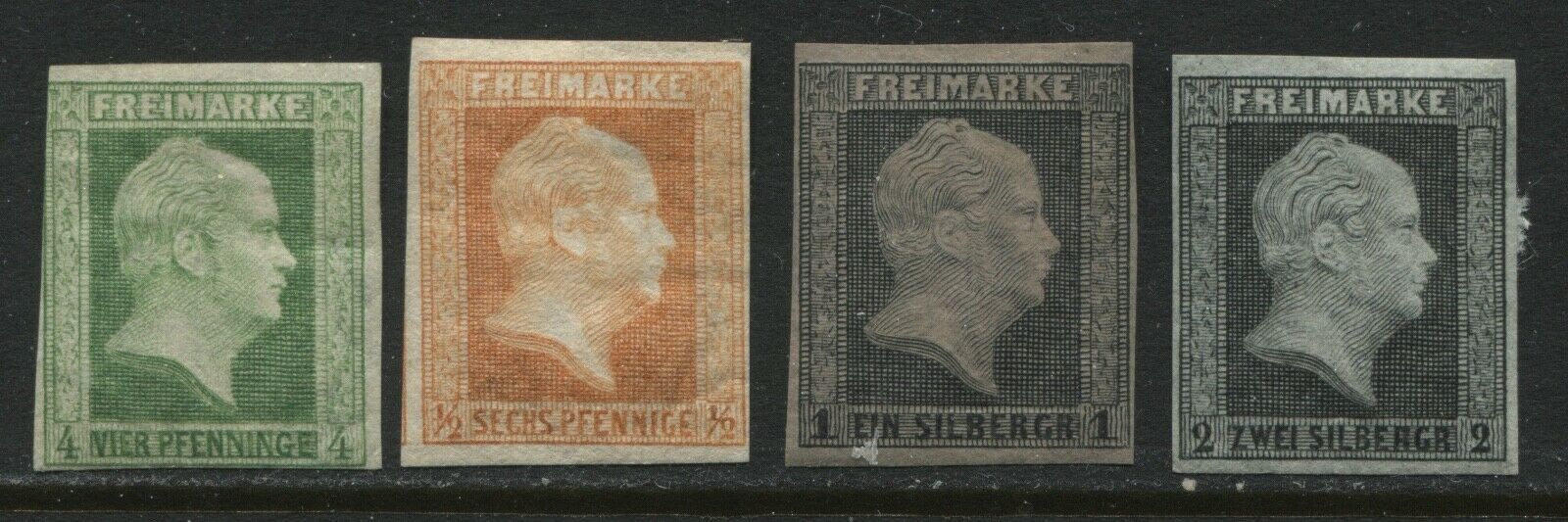 Prussia 1850-56 4 pf to 2 silver groschen mint o.g. hinged | Europe ...