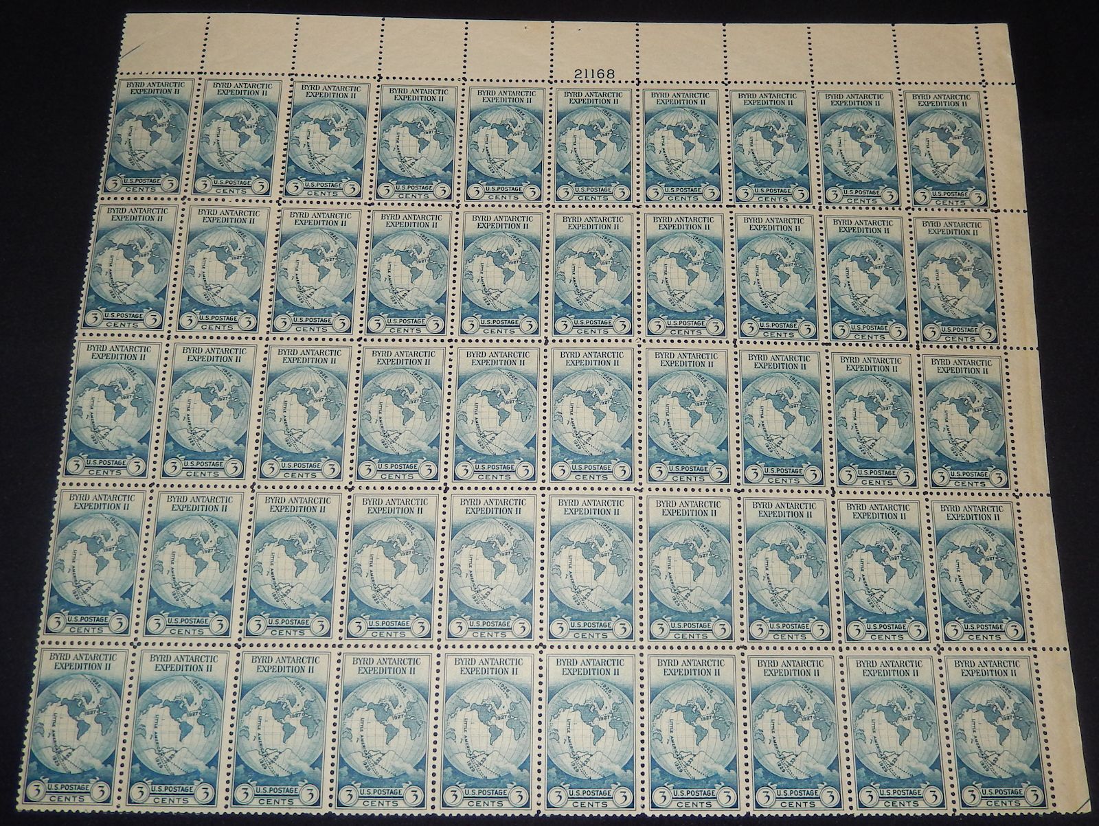 733 3c Byrd Sheet, F/VF OG NH, Sheet of 50, P..MORE.. w8345 | United ...