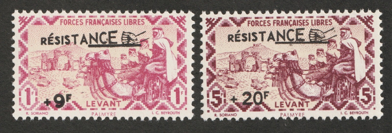 Rare : 1943 Levant Sc# MB1-2 - WWII Resistance - MH postage stamps Cv ...