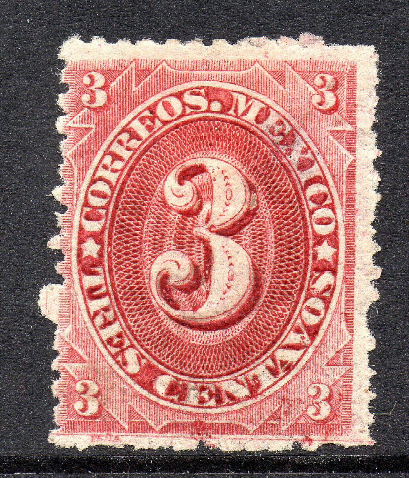 Mexico 1882 Foreign Mail Small Numeral 3¢ Rose No District MX31 ...
