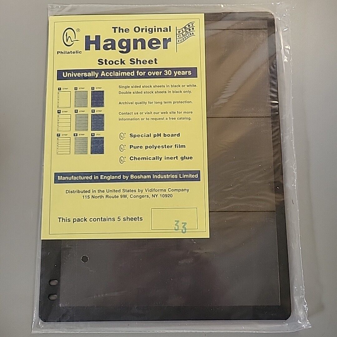 Stock Sheets 10 Pages for STAMP Double Sided 3 Row Polyester Film BLACK ...