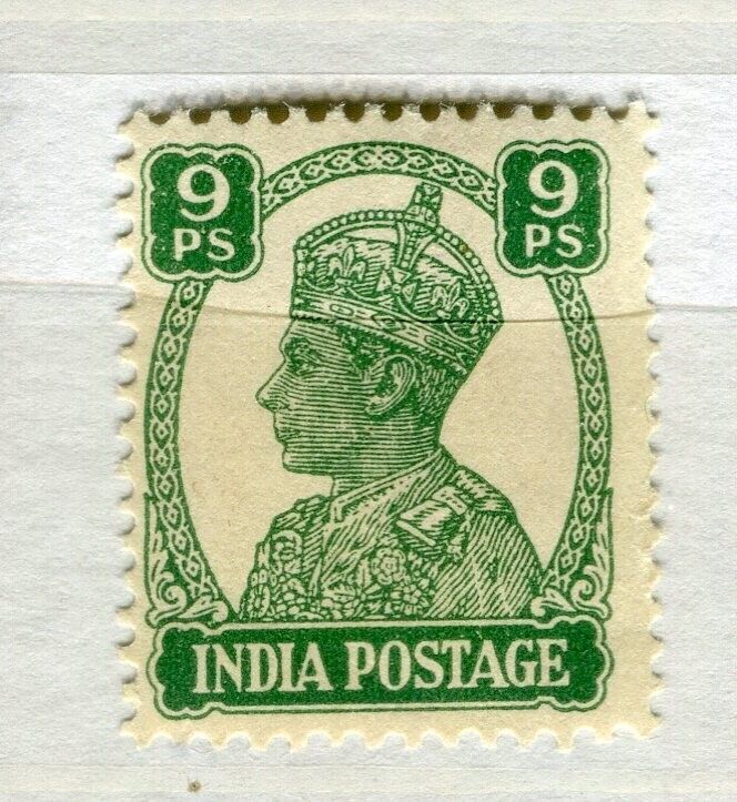 INDIA; 1938 early GVI Portrait issue Mint hinged 9p. value | Asia ...