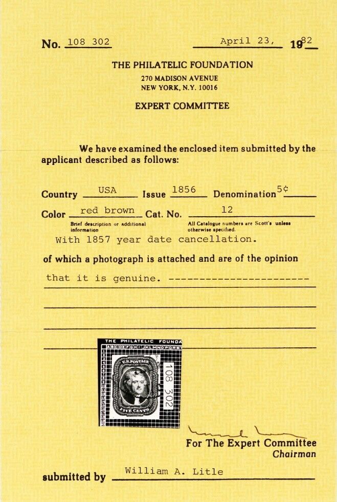 12, Used 5¢ VF/XF Sound Stamp With PFC Certificate - Stuart Katz ...