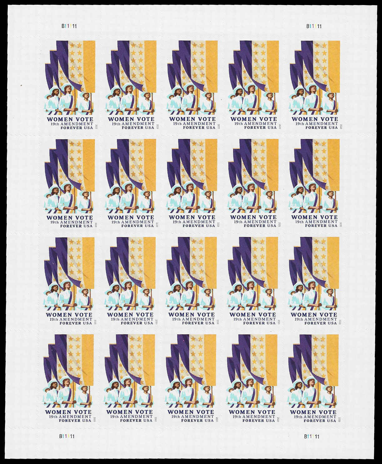 PCBstamps US #5523 Sheet $11.00(20x{55c})19th Amend-Women Right, MNH ...