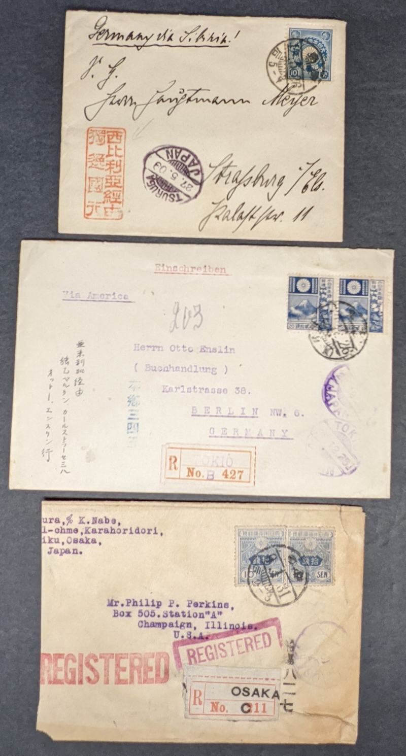 JAPAN Very interesting collection of 30 Old covers w/many markings ...