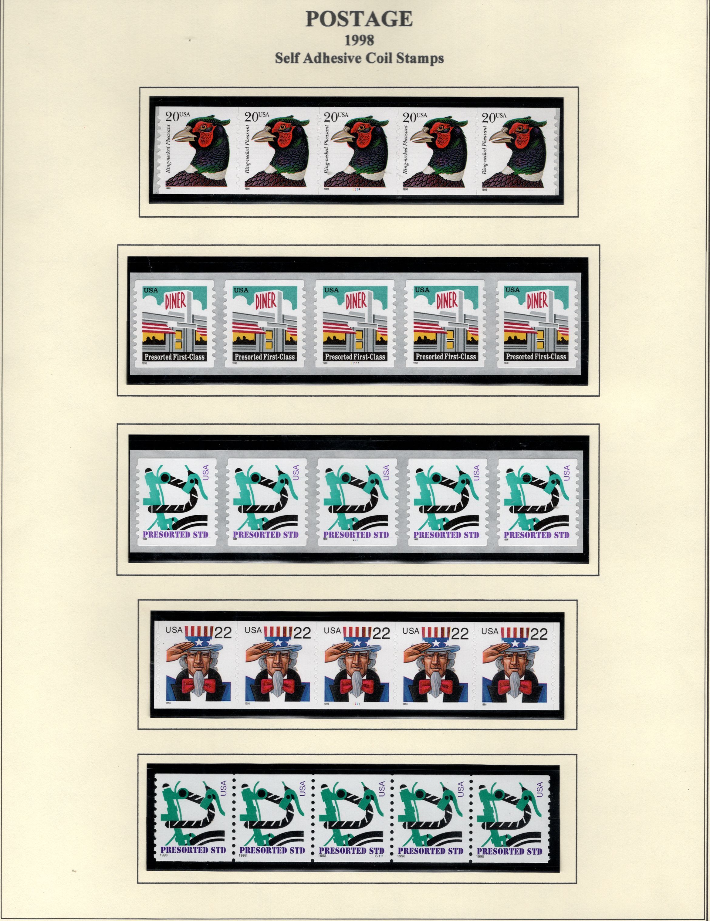 US #3055 // 3265 PLATE NUMBER COILS, 5 different, VF mint never hinged ...