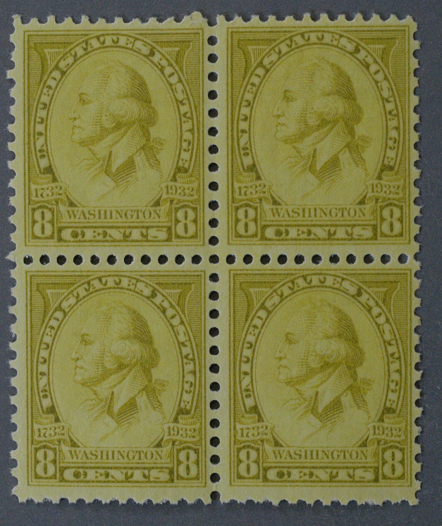 United States #713 8 Cent Washington Bicentennial Block of Four MNH ...