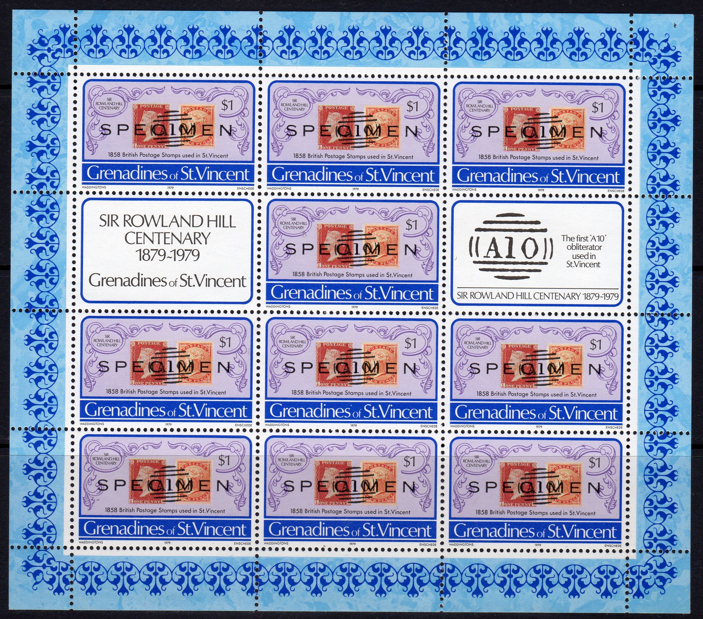 St.Vincent Grenadines 1979 Sc#173/175 STAMPS ON STAMPS/R.HILL SHLT ...