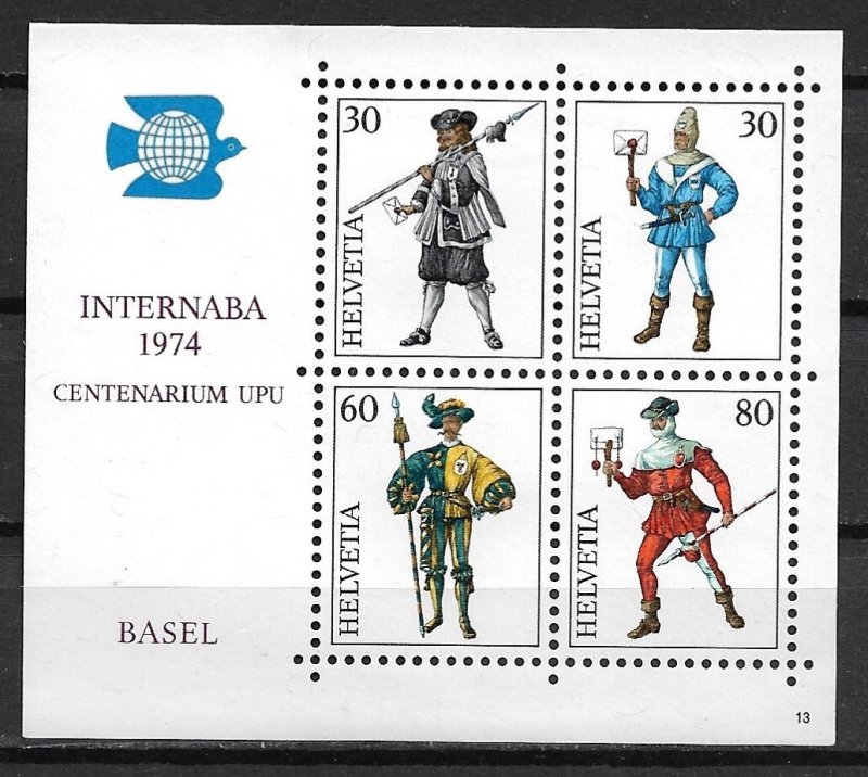 1974 Switzerland 585 Medieval Postal Couriers MNH S/S | Europe ...