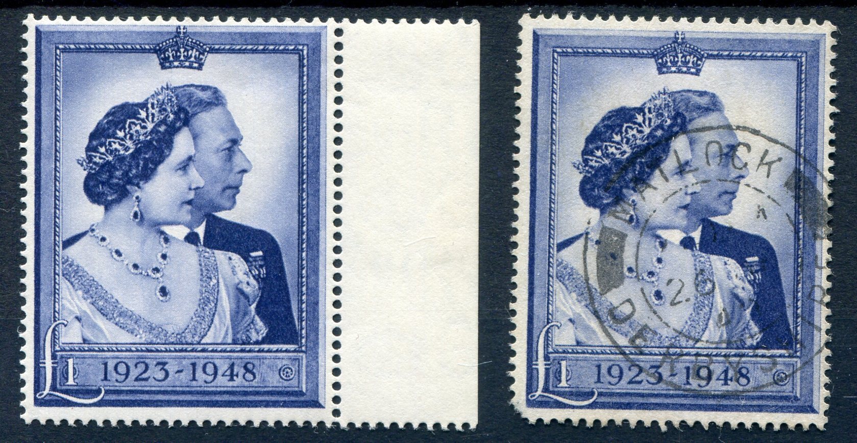 Great Britain 1948 1 pound Silver Wedding, used, cnr blunt, plus clean ...