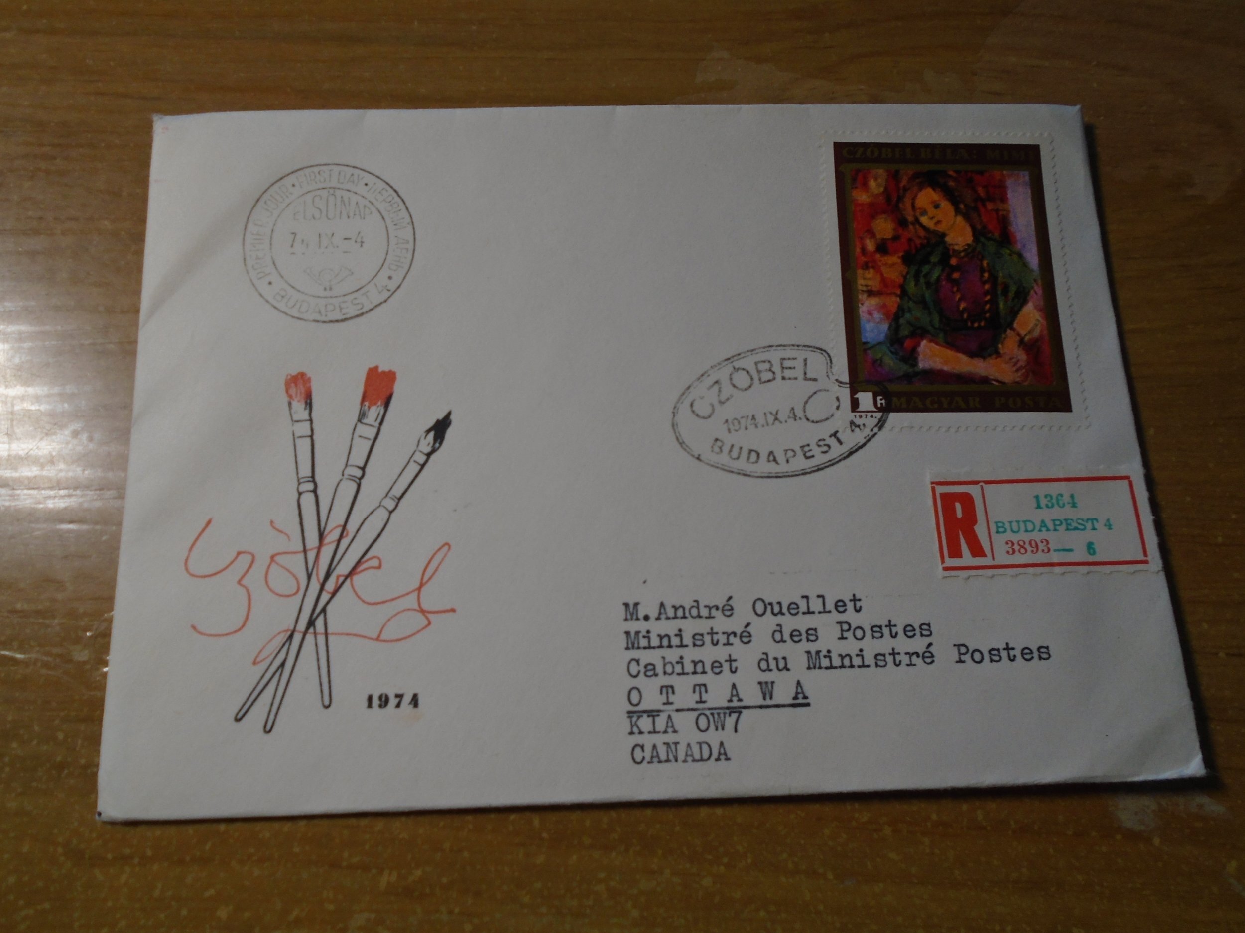Hungary Cover addressed to André Ouellet Minister Canada Post with ...