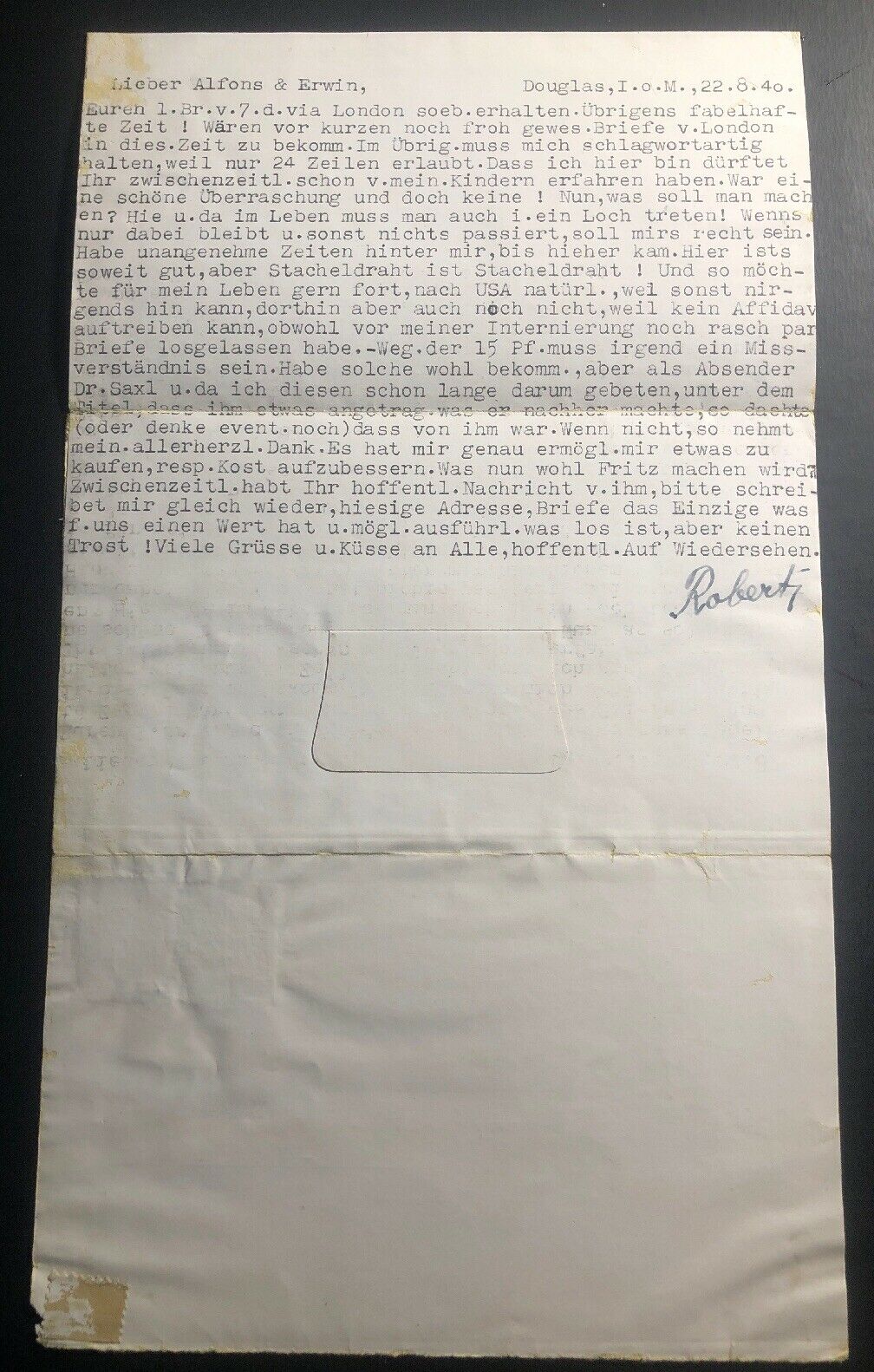 1941 Isle Of Man England Hutchinson Internment Camp Letter Cover To New ...