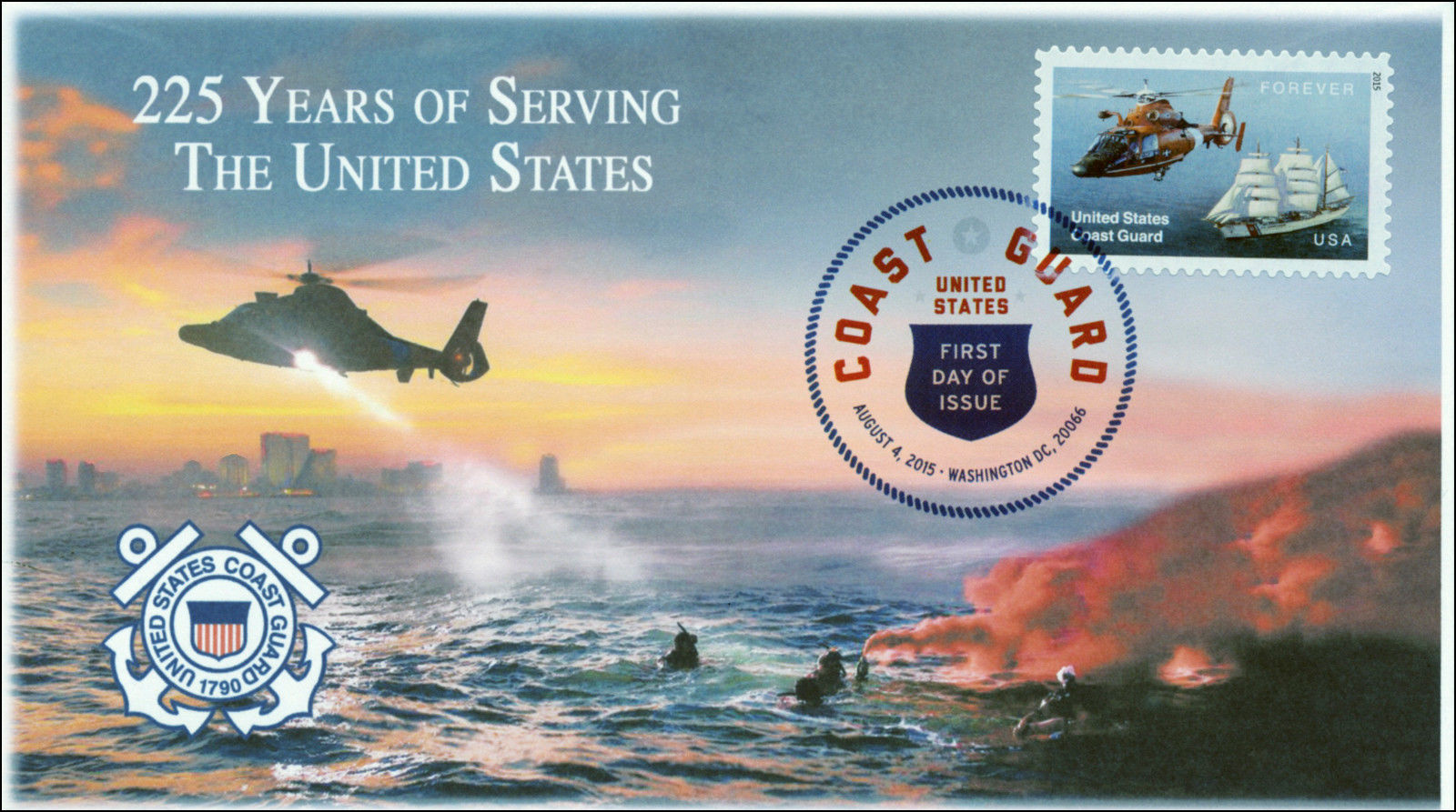 2015, Coast Guard, DCP, FDC, 225th Anniv, 15-194 | United States, Stamp ...