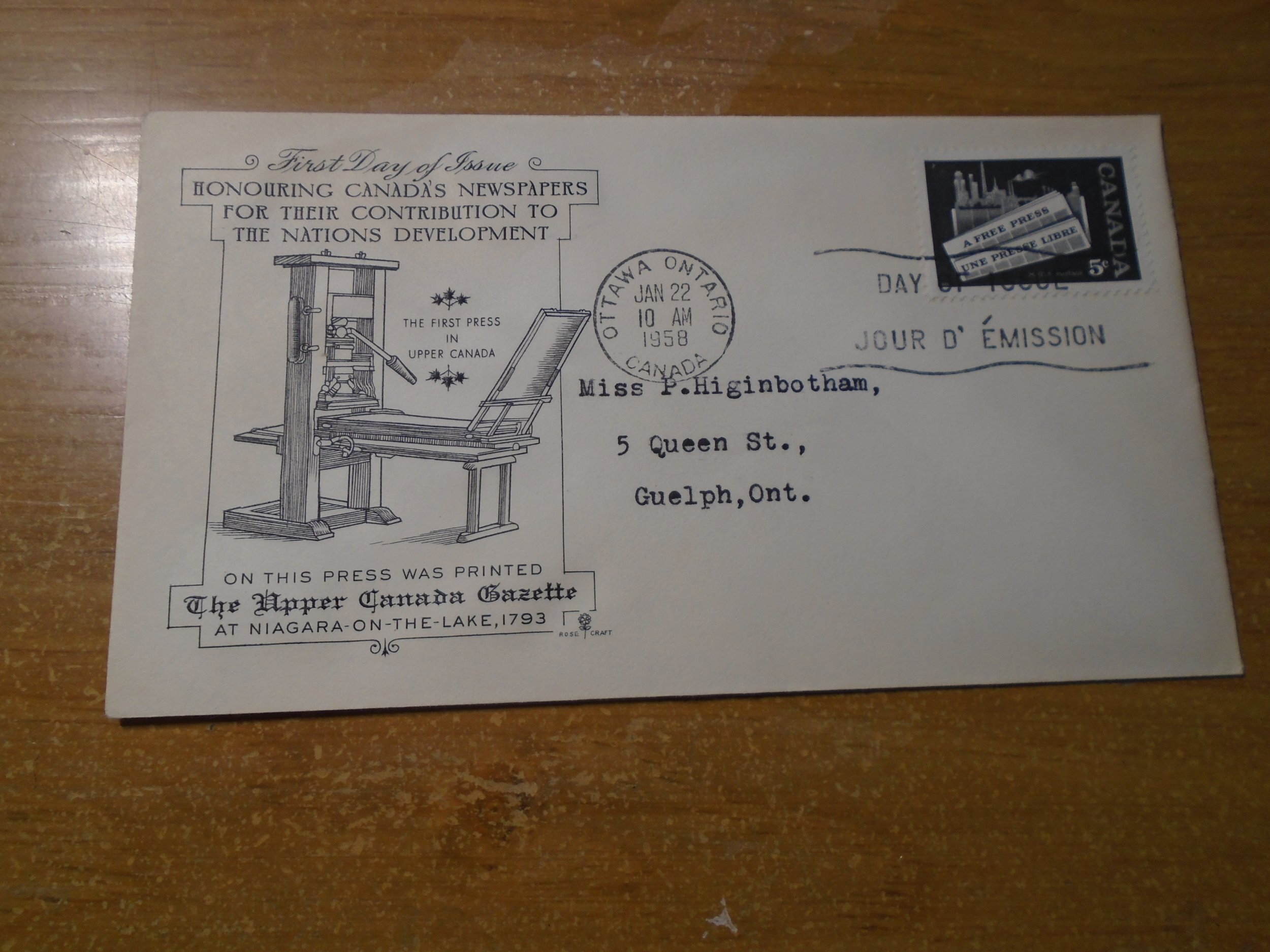 Canada # 375 FDC Cachet Rose Craft addressed | Canada, General Issue ...