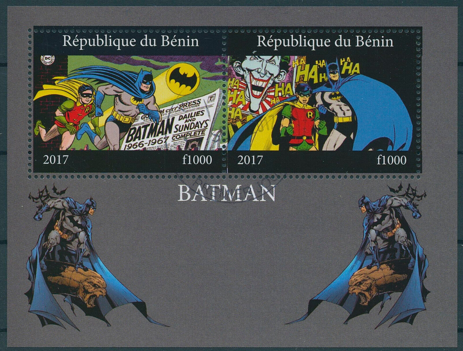 DC Superheroes Stamps 2017 CTO Batman Robin Comics Cartoons 2v M/S I ...