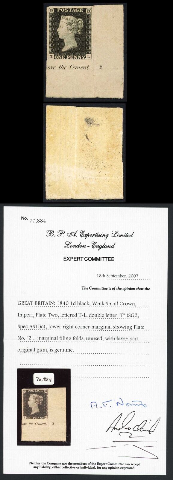 Penny Black (TL) Plate 2 Corner PLATE NUMBER Example | Worldwide ...