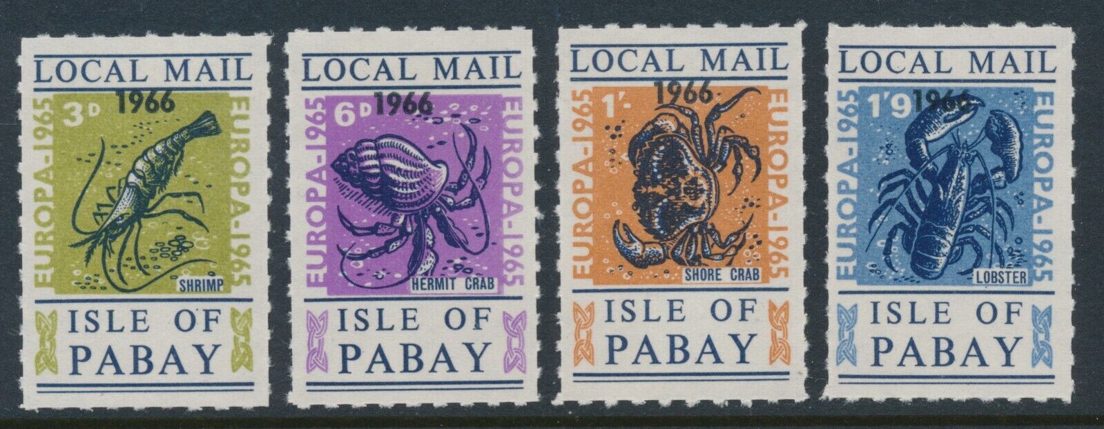 British Local Stamps Isle of Pabay 1966 Europa Crustacean OP 1966 MNH ...