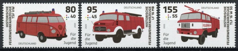 Germany Historic Fire Engines Stamps 2020 MNH VW Mercedes Benz Trucks ...