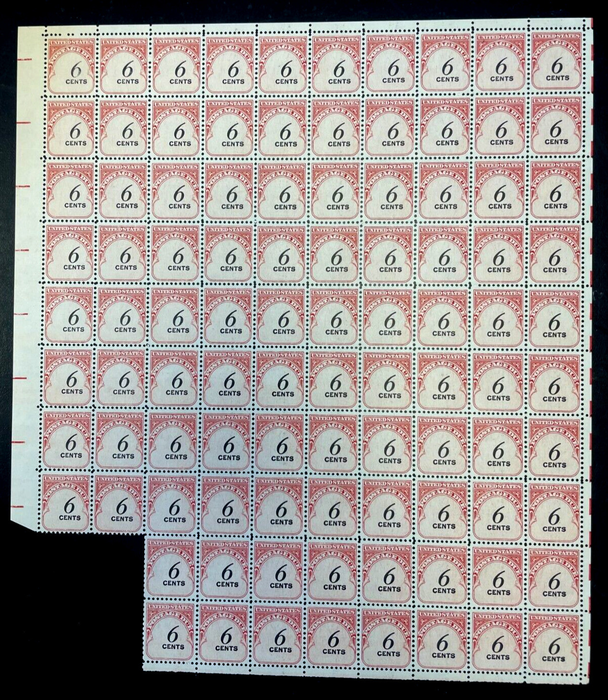 USA #J94 Very Fine Never Hinged Sheet Of 96 - The Rare Gum Variety ...