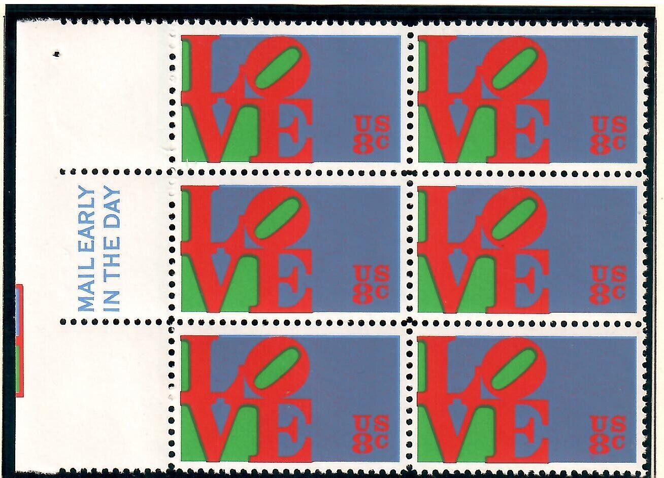 US # 1475 , Love , VF OG NH Mail Early Block of 6 - I Combine S/H ...