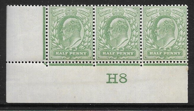 1907 M2(2) ½d Yellow Green Control H8 De La Rue perf V2A MOUNTED MINT ...