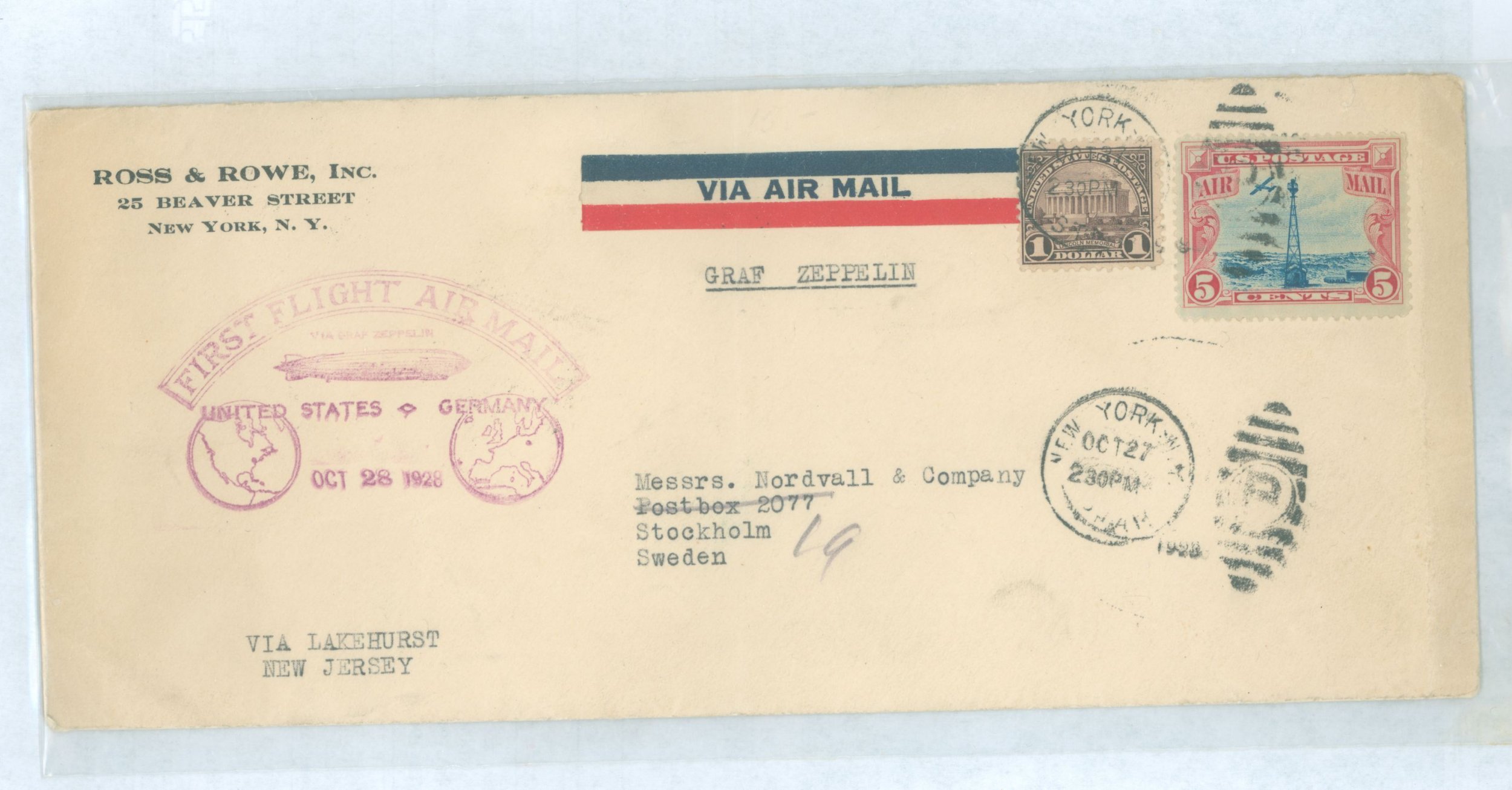 US 571/C11 1928 usa graf zeppelin first flight commercial cover to ...