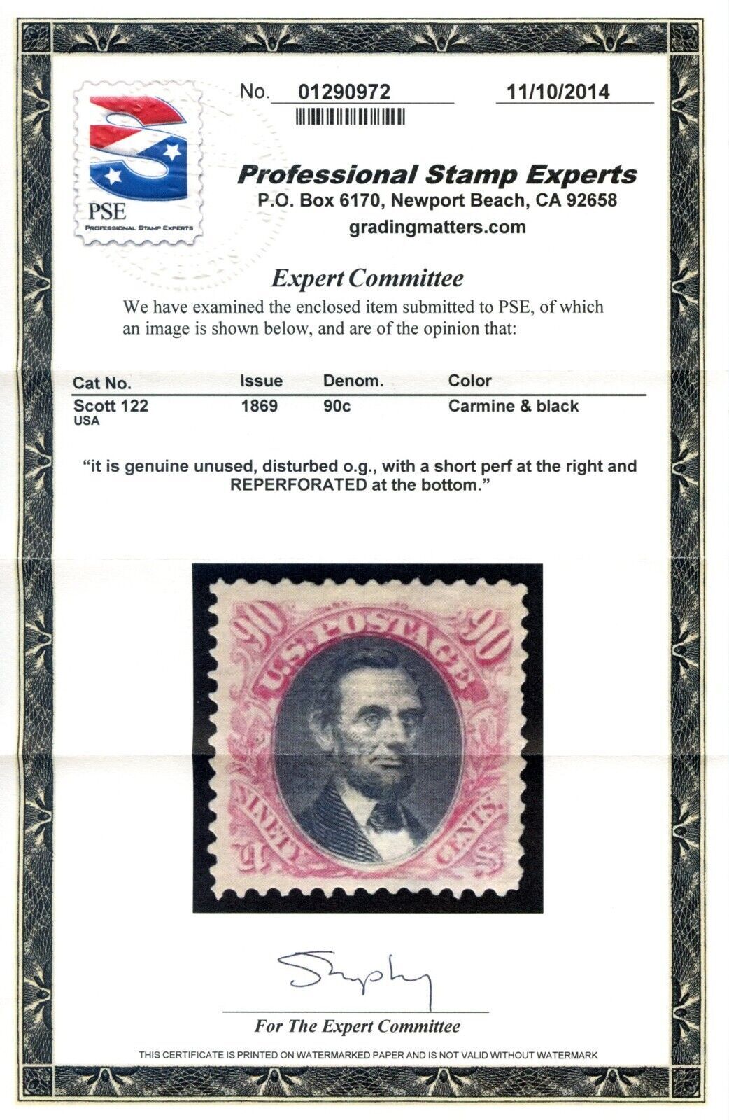 US Scott #122 Mint-(Vf Appearing)-Og-Hinged W/ PSE Cert (Read) (8/29/23 ...