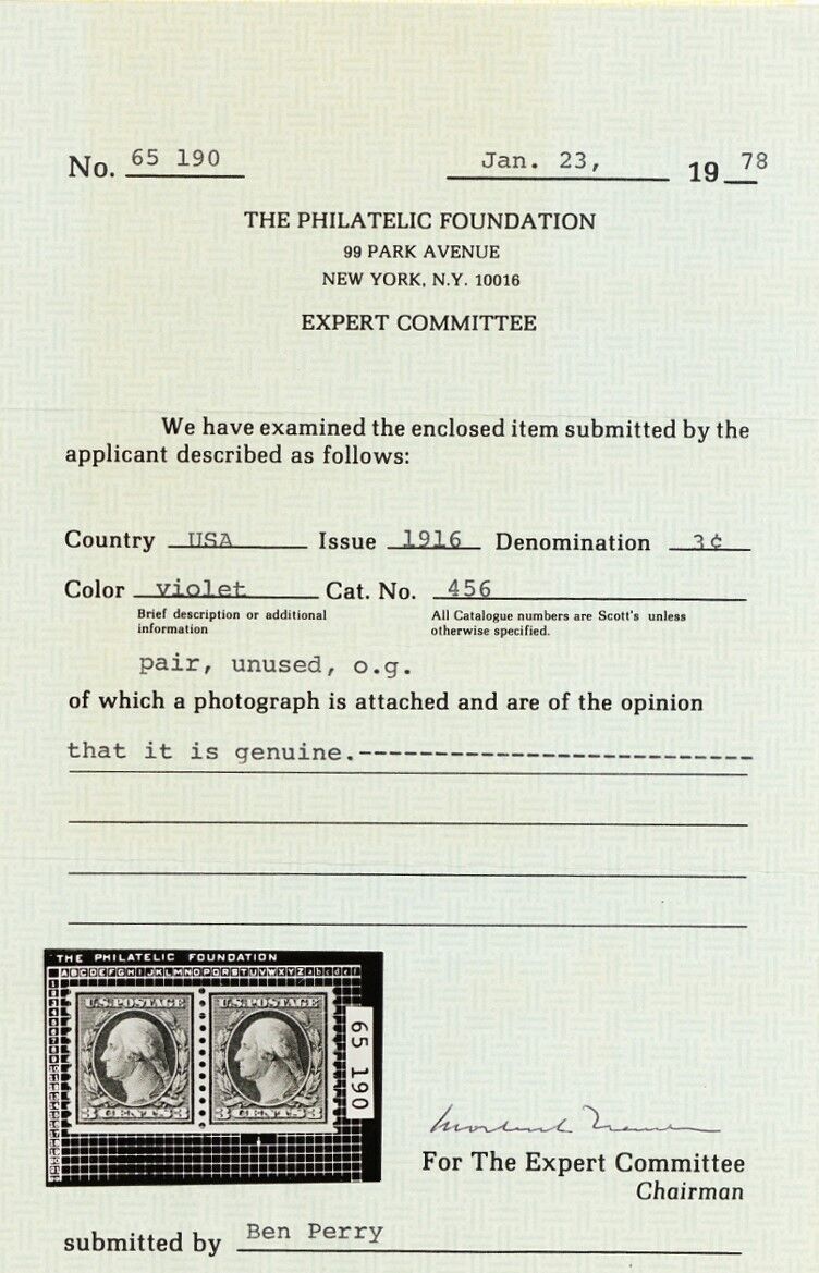 456, Mint VF/XF LH Coil Pair - With PFC Certificate- Stuart Katz ...