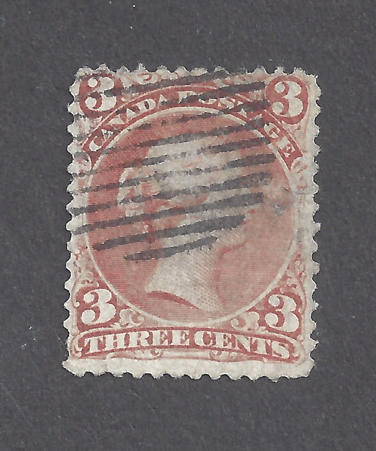 Canada # 33 Used 3c Brown-Red Large Queen Laid Paper With Certificate ...