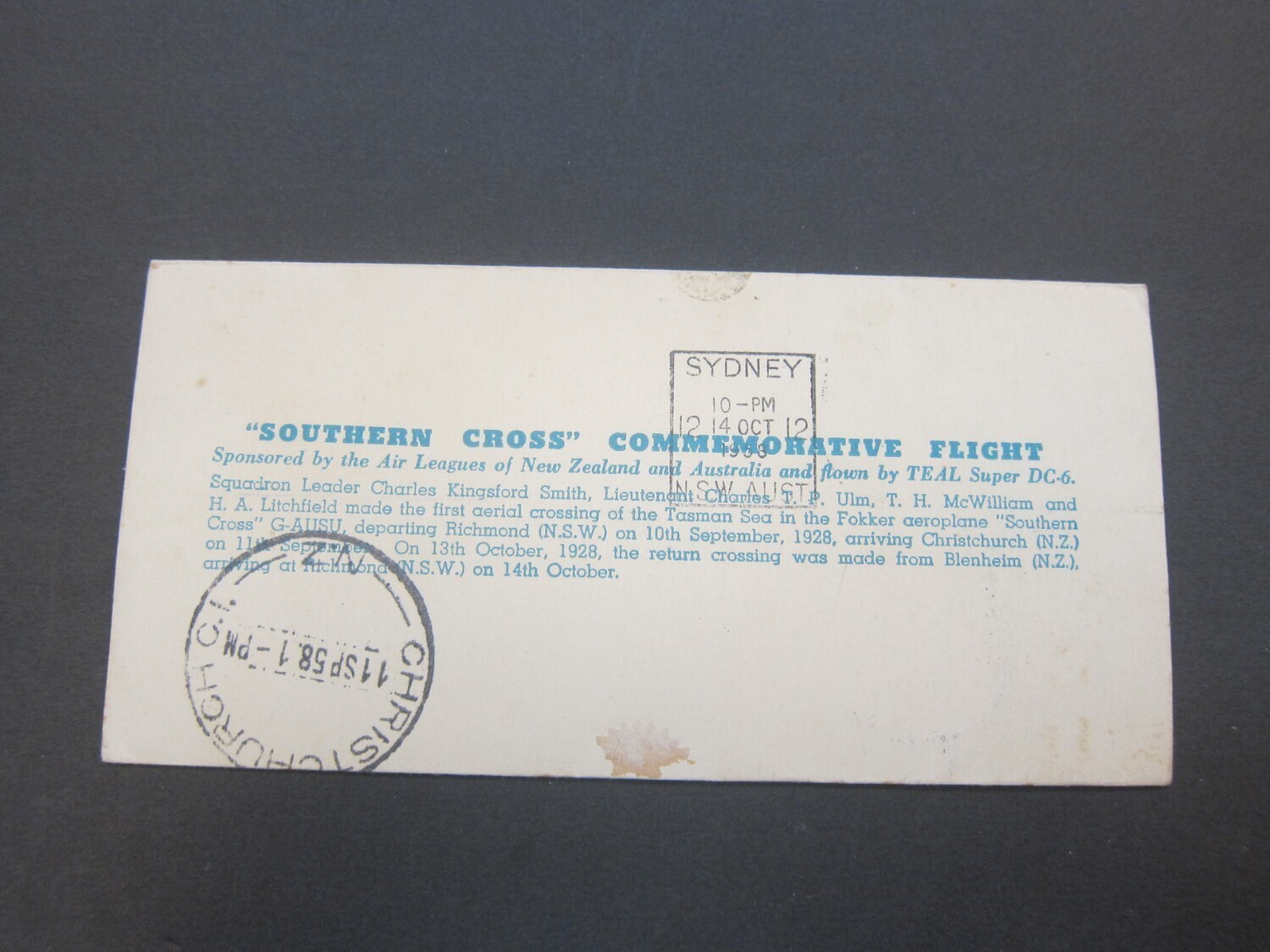 New Zealand - Australia 1958 Tasman Flight | Australia & Oceania - New ...