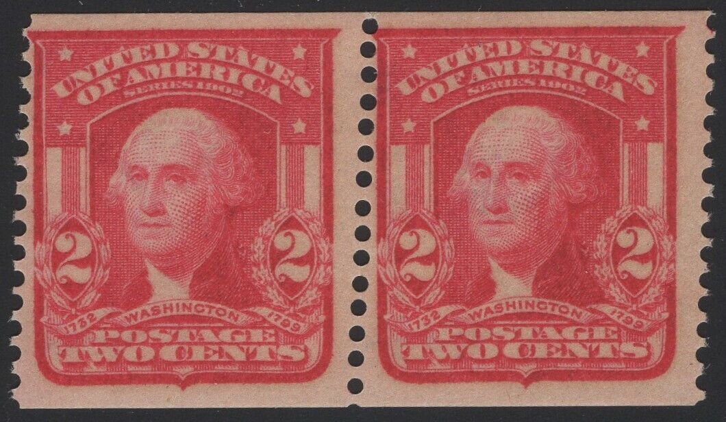 #320b Pair Scarlet Color, F-VF OG NH w/APS Cert - Very Scarce | United ...
